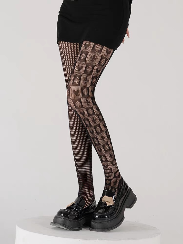 Bow Grid Black Fishnet Stockings on Luulla